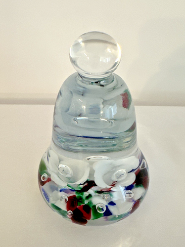 Gibson Art Glass Bell Shaped Paperweight 4" Floral Signed & Dated 1999 ...
