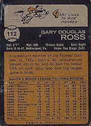 1973 Topps #112 Gary Ross Stock Photo. Condition of the actual Card: EX ...