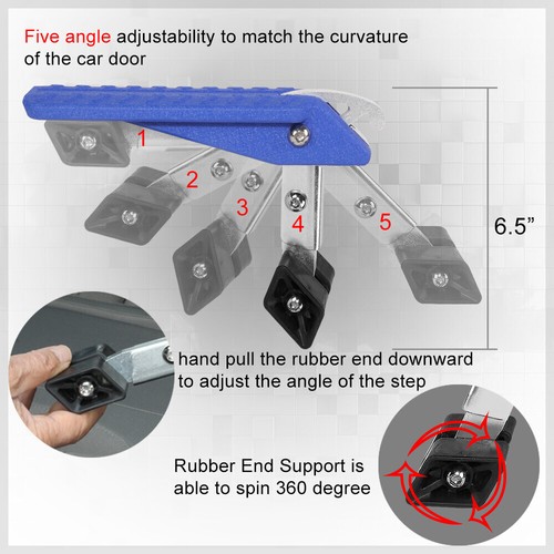 Blue Universal Adjustable Folding Car Door Latch Hook Foot Pedal Ladder ...