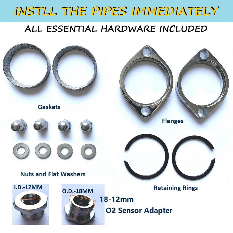 2" LAF Exhaust Pipes w/ Torque Cone & Baffle for Harley Sportster Black ...