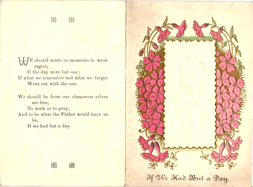 Antique Victorian Embossed Calling Card If We Had But a Day Poem by ...