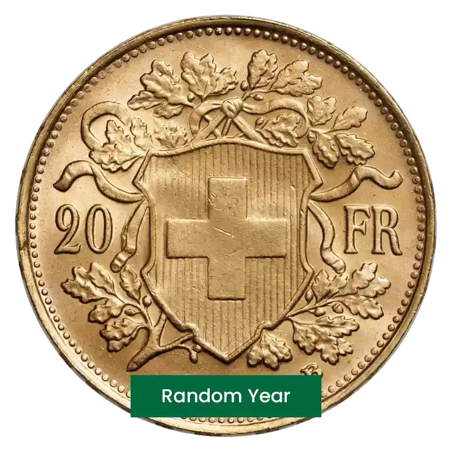 Swiss Gold 20 Francs Helvetia Coin Avg Circ - Random Year | eBay