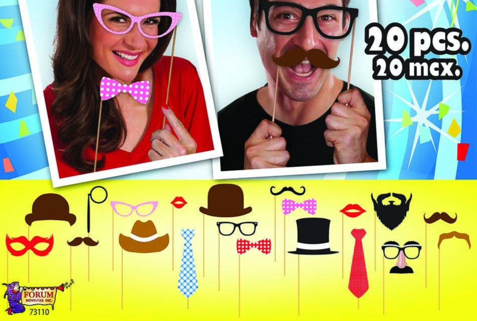 20 Piece Photo Booth Accessories Set novelty party selfie props ...