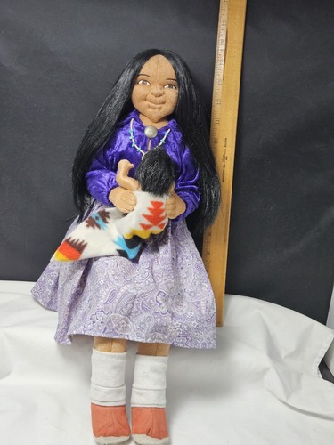 NATIVE AMERICAN NAVAJO Mother & baby shelf sitter doll - CLARA BEGAY ...