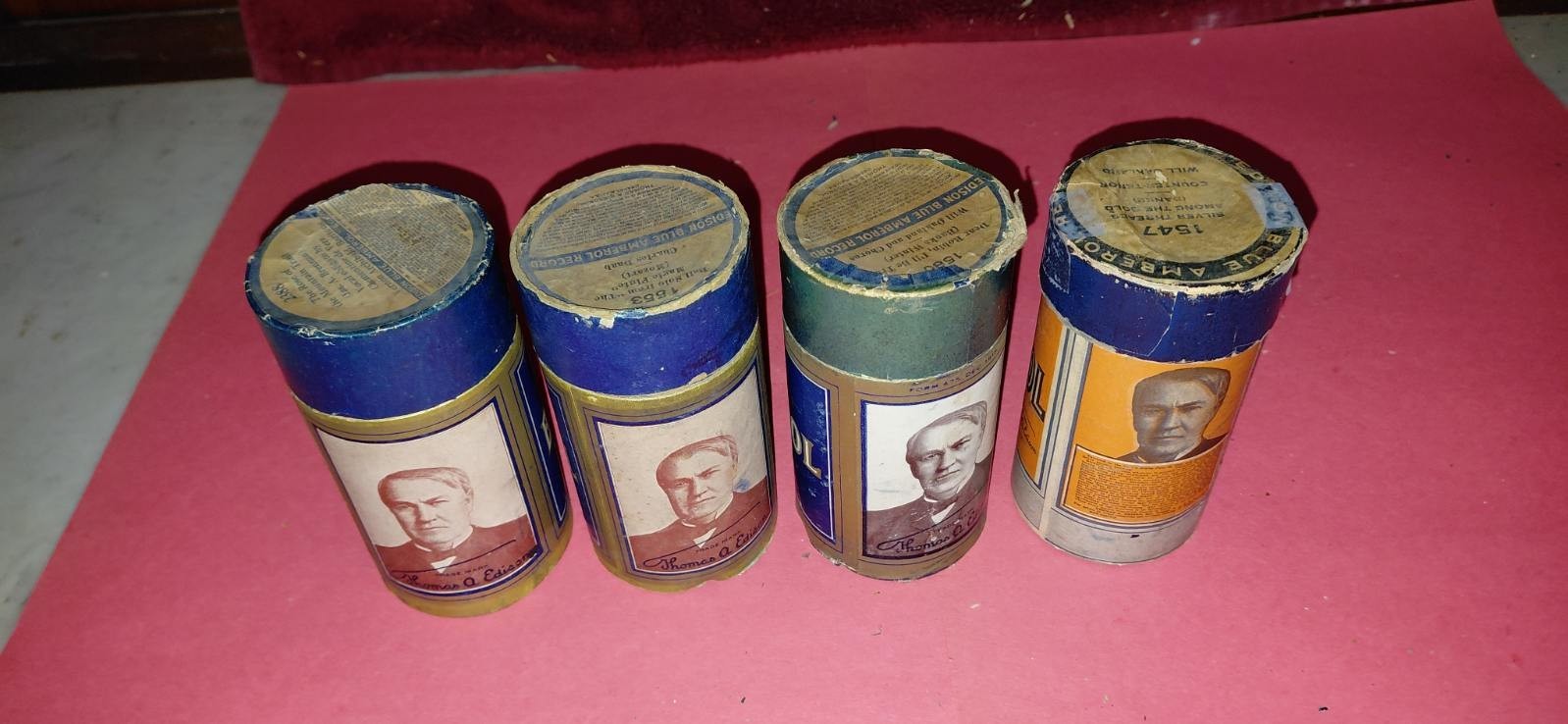 Edison 4-M Blue Amberol Cylinder Records ☆ Matching Lids ☆ $17.00 ☆ Lot ...