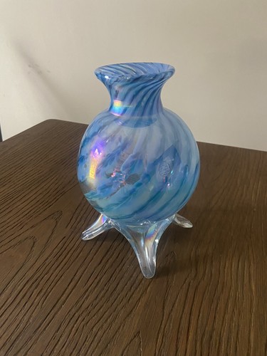 Studio Art Glass Signed Blue Footed Vase Joe Deanda Hand Blown Glass | eBay