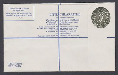Ireland mint 37p Embossed Registered Envelope, size 155 x 95mm, fresh ...