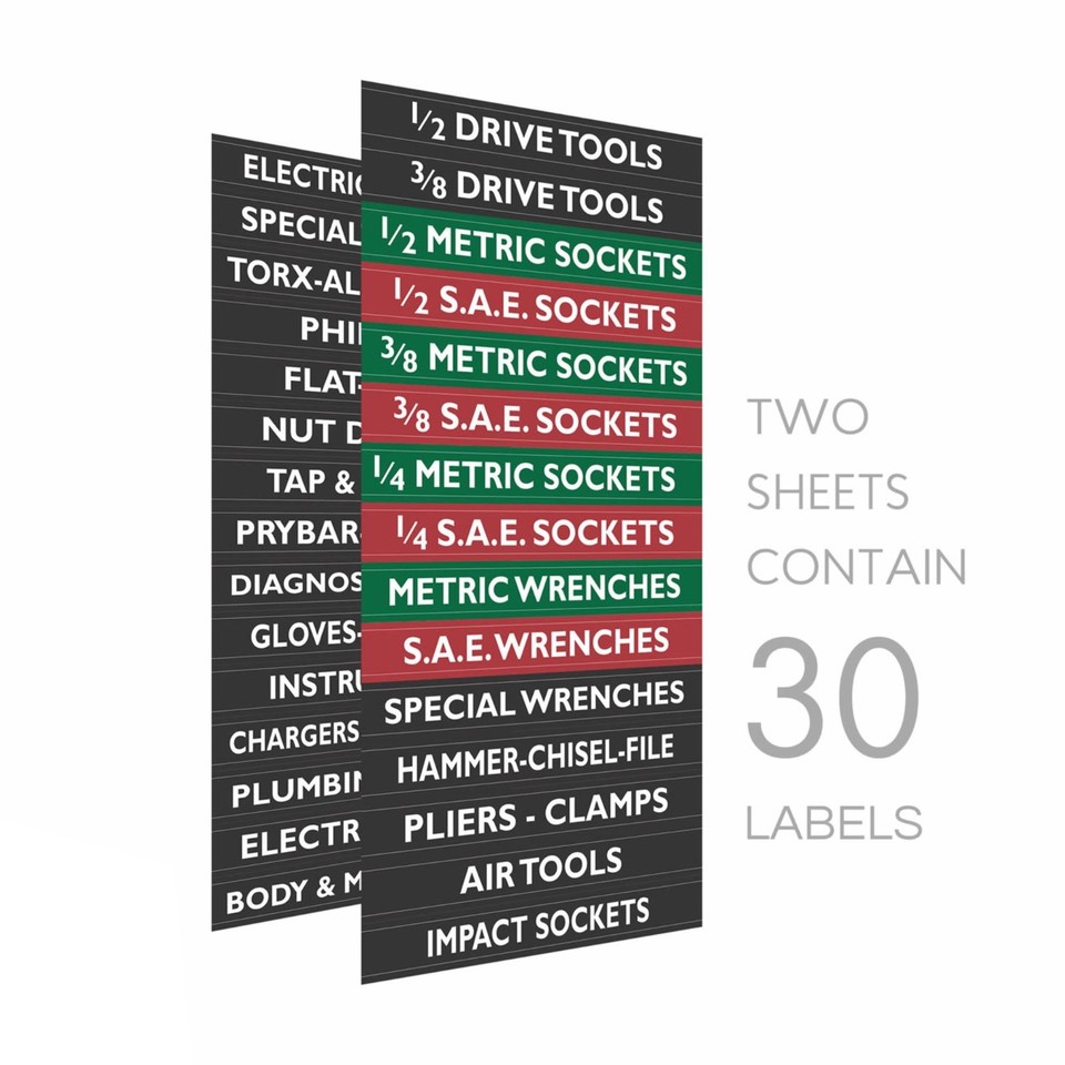 2 PACK TOOLBOX LABELS peel & stick organize all tool boxes, storage ...