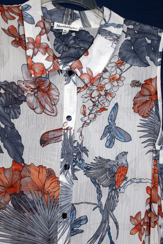 Northstyle Womens XL Sleeveless Blue Rust Floral Tunic Top New | eBay