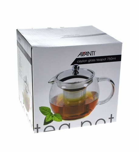 NEW AVANTI CEYLON GLASS TEAPOT Stainless Steel Infuser Tea Pot 4 CUP ...
