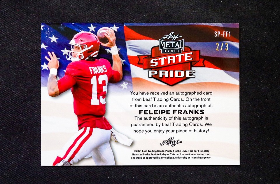 2021 Leaf Metal Draft - Feleipe Franks - Rookie Auto State Pride Green ...