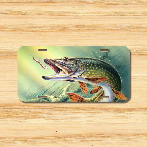 Pike License Plate Vehicle Auto Tag Fishing Lake Deep Boat Pole Fish ...