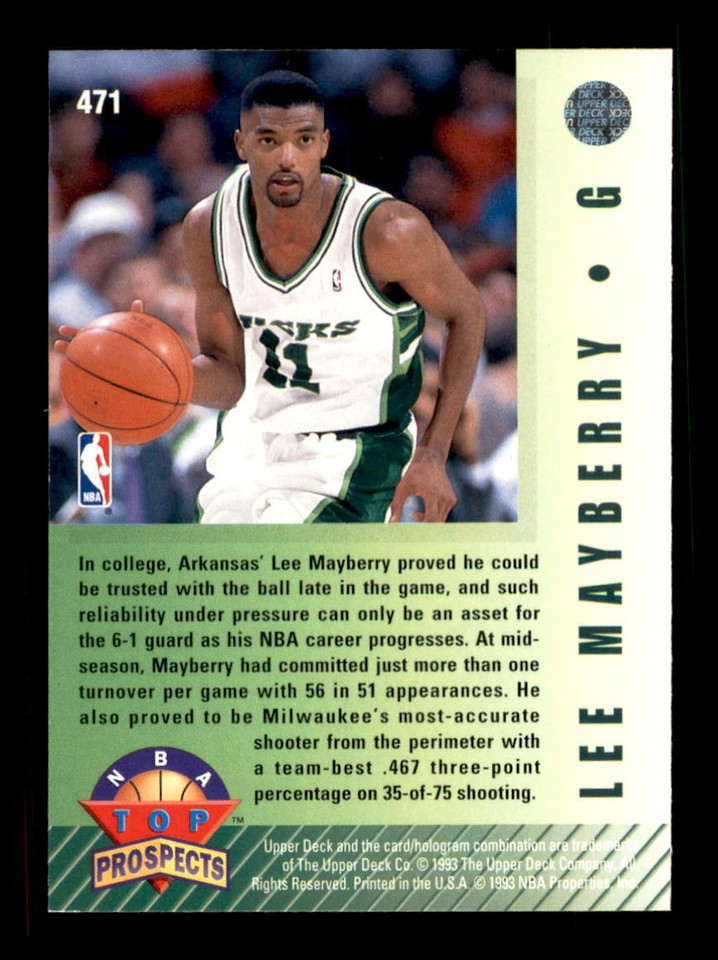 1992 Basketball Upper Deck Lee Mayberry Milwaukee Bucks #471 TP-3 | eBay