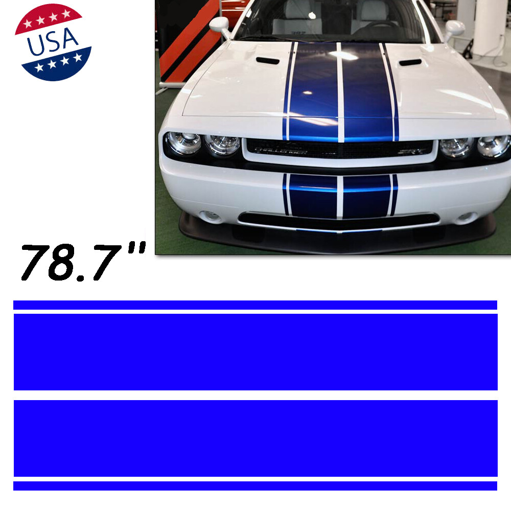 Dodge Challenger White With Blue Stripes