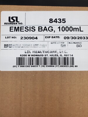 500 pack LSL Healthcare EMESIS BAGS 1000ML 50 pack | eBay