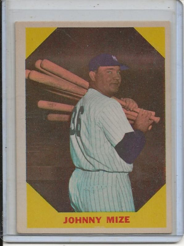 1960 Fleer Baseball Card Johnny Mize 1st Base New York Yankees NR MT ...
