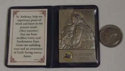 Torn Patron St Anthony pray for us relic medal prayer card pocket ...
