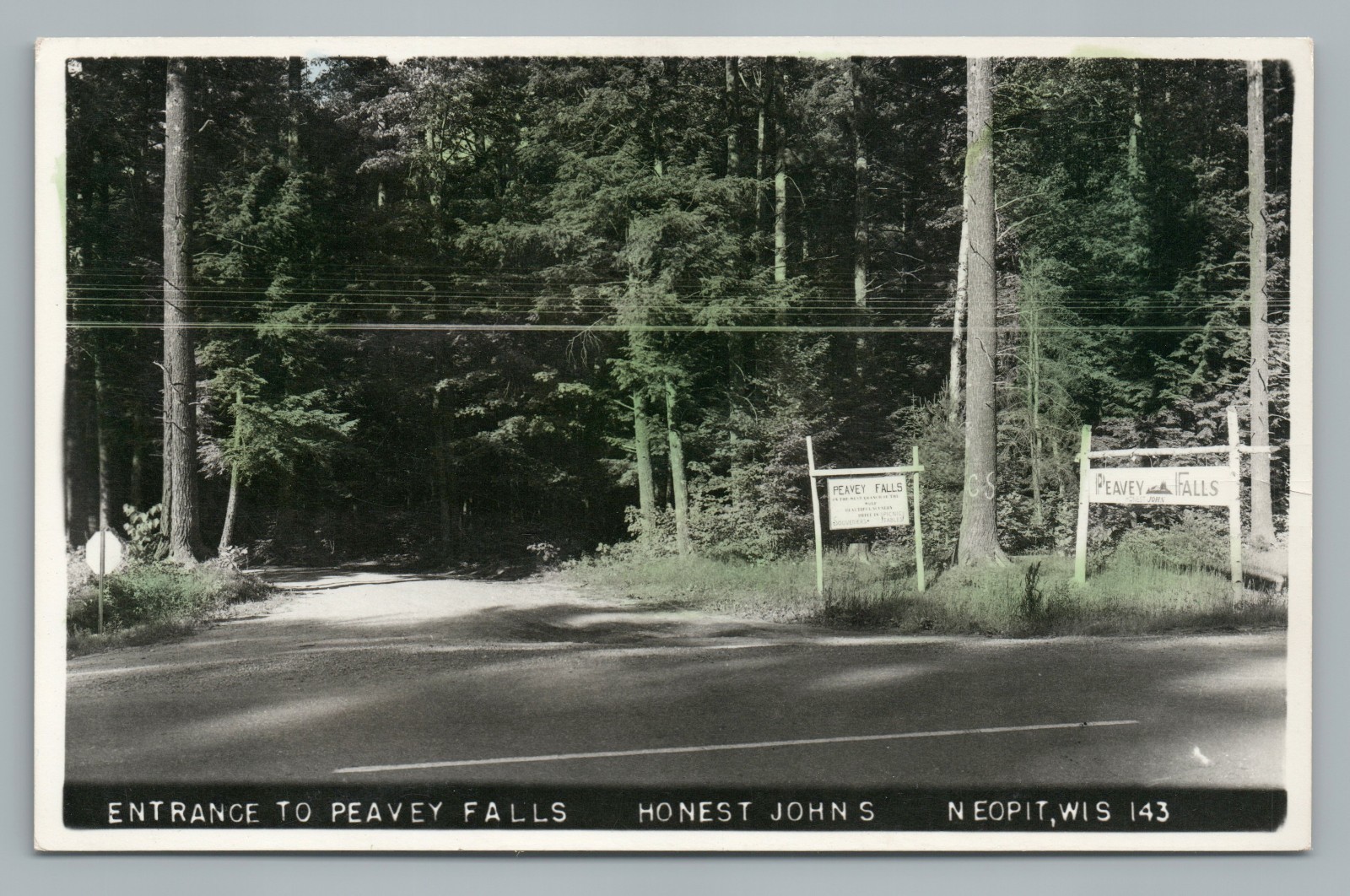 Peavey Falls Entrance RPPC Neopit WI Honest John's Resort—Vintage Photo ...