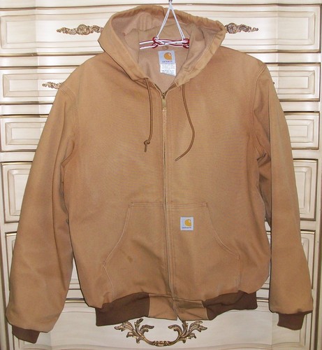Vintage Men's Carhartt J131 BRN Duck Canvas Hooded Jacket Lined Medium ...