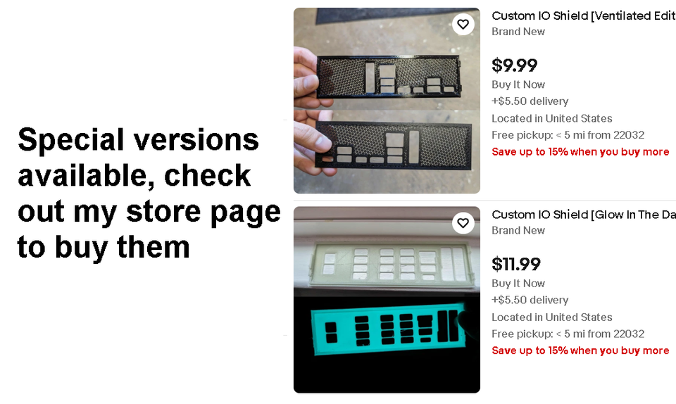 [Fast Ship] 4 (FOUR) Motherboard, IO Shield, I/O Plate, 3D Printed | eBay