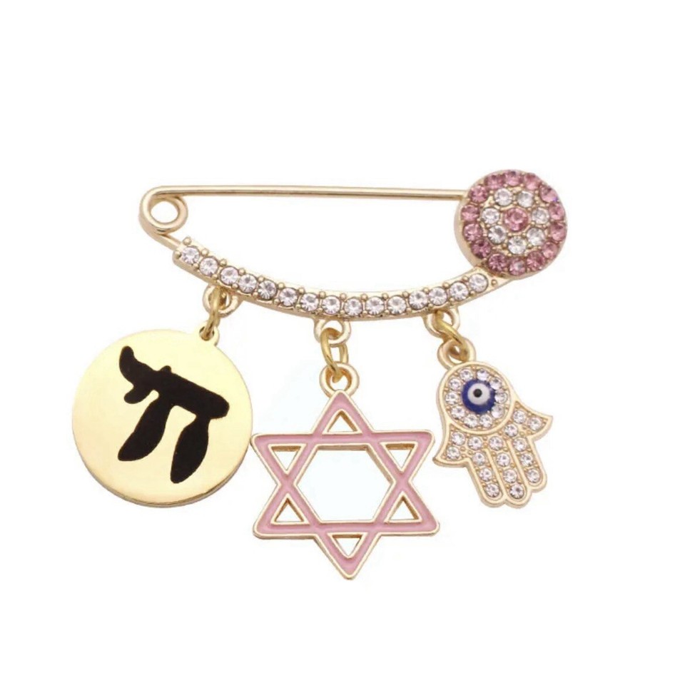 Gorgeous Baby Girl Jewish Stroller Baby Pin With Chai, Star Of David ...