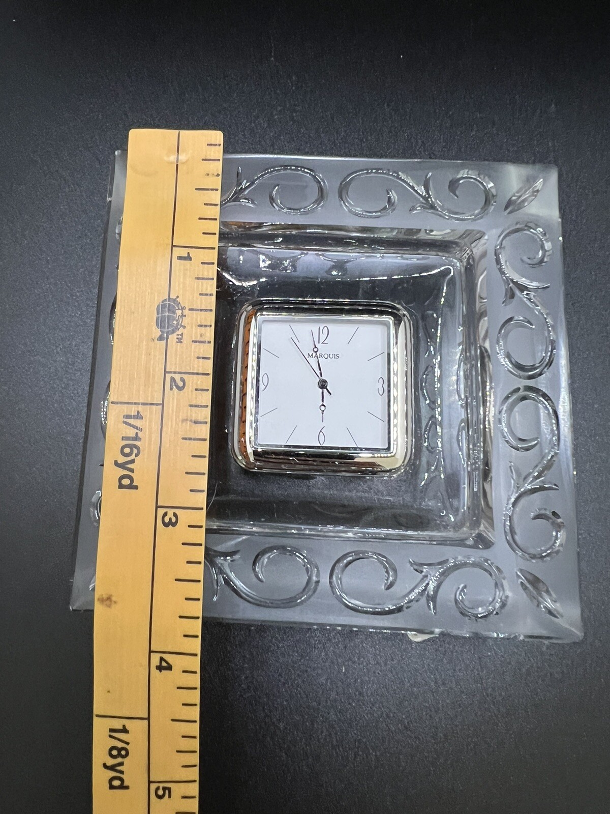 MARQUIS by WATERFORD Crystal Arabesque Square Quartz Desk Clock Made In ...