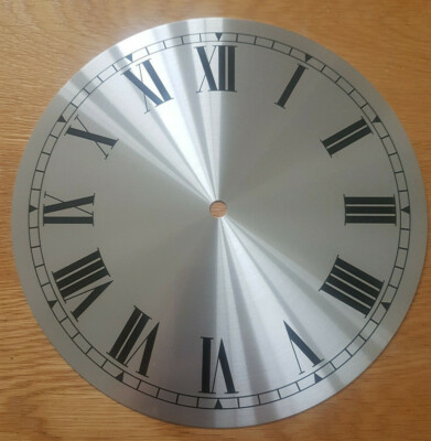 NEW - 9 Inch Clock Dial Face - Silver Finish 230mm - Roman Numerals ...