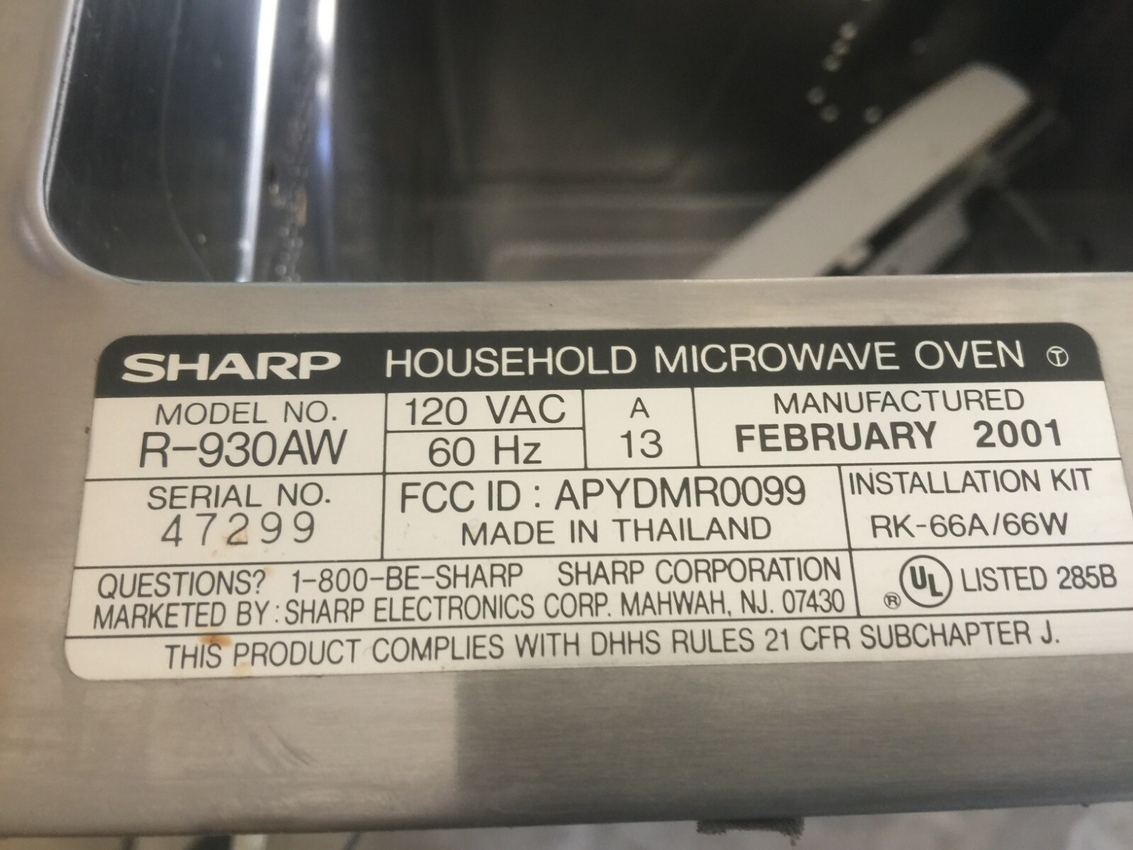 Sharp Microwave Oven Model R - 930AW Drive Motor P/N A283 | eBay