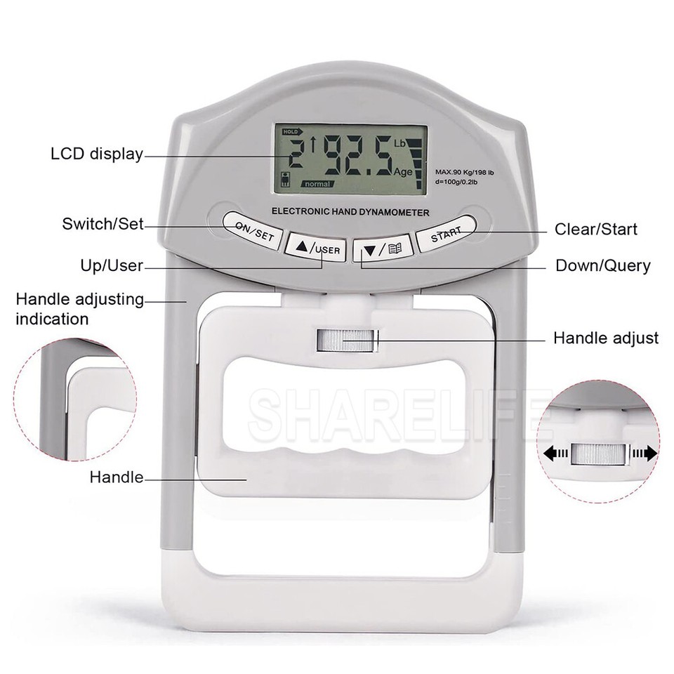 Electronic Fitness Equipment Dynamometer Digital Hand Grip Power ...