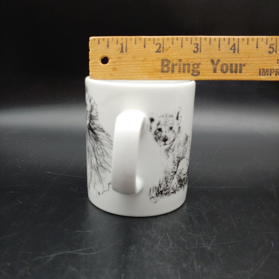 Derek Bauer Lion & Cub Tea Coffee Mug - 10oz Black White Drawing Safari ...