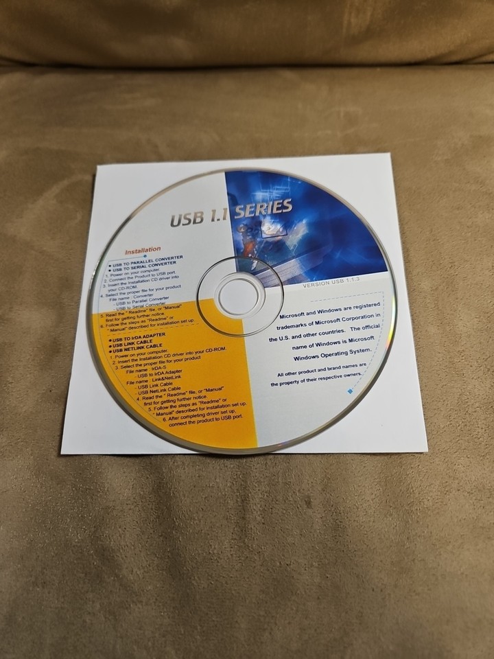 CD-ROM USB 1.1 Series For Installing USB Converters & Adapters Software ...