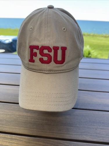 FSU Florida State University Red Letters on Tan Cotton Hat Cap Strap ...