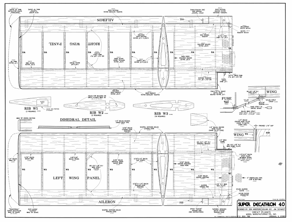 Great Planes Super Decathlon 40 R/C Airplane Printed Plans | eBay