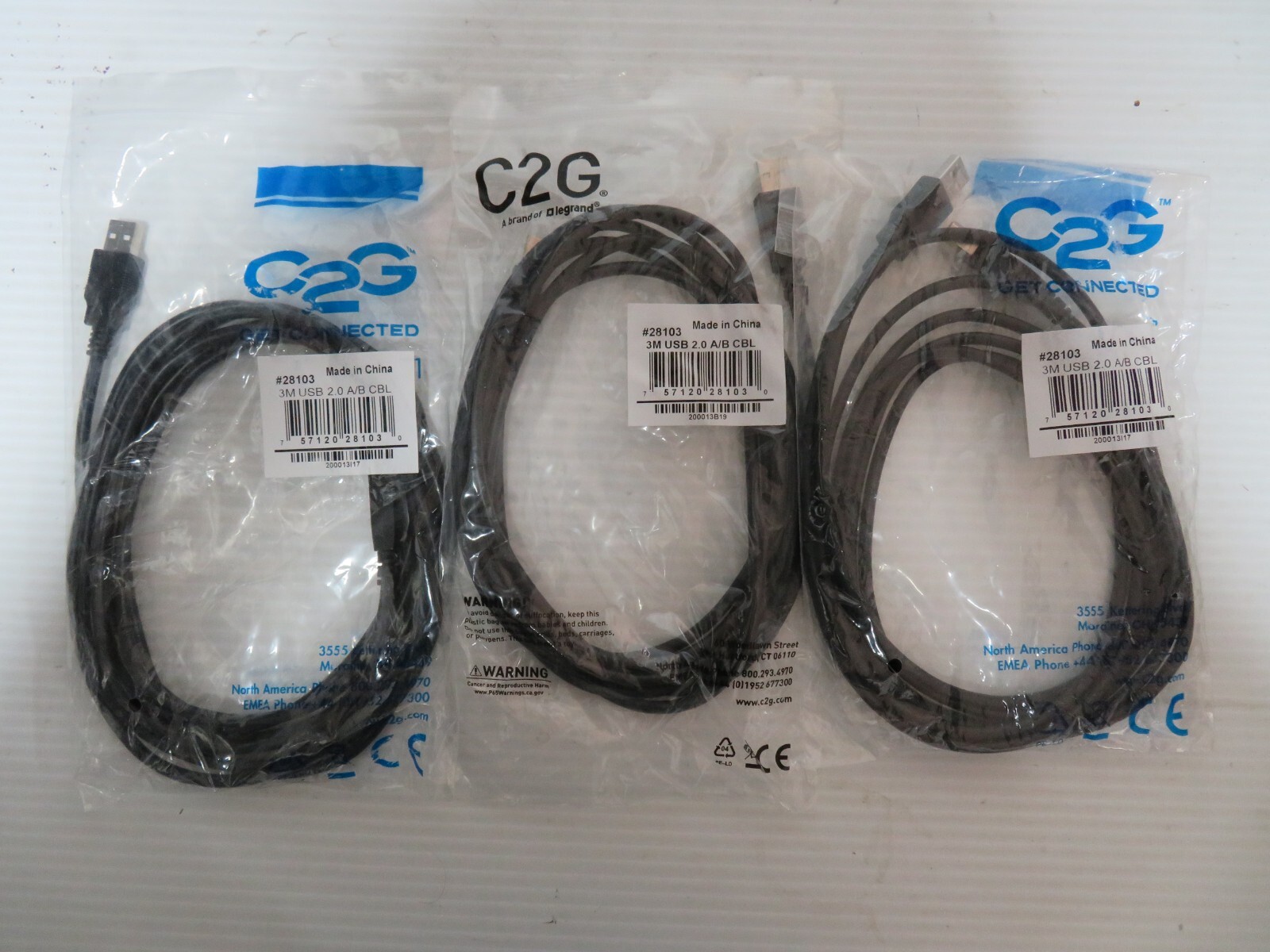Lot of 3 New C2G 3M USB 2.0 A to B Cables #28103 | eBay