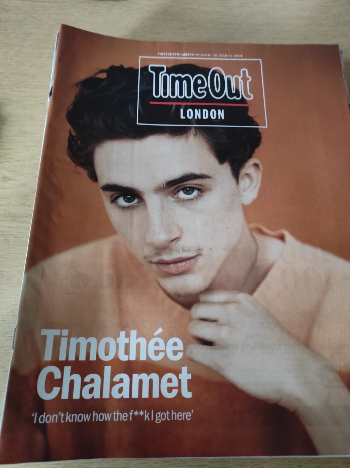 Time Out Magazine 9th October 2018, Timothee Chalamet - B197 | eBay