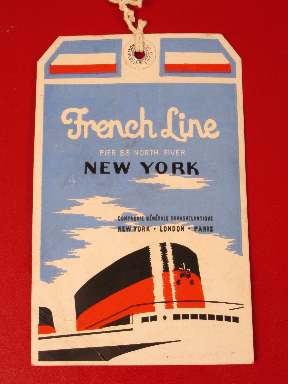 1950 SS DE GRASSE CRUISE 1ST CLASS PASSENGER BAGGAGE TAG FRENCH LINE NY ...