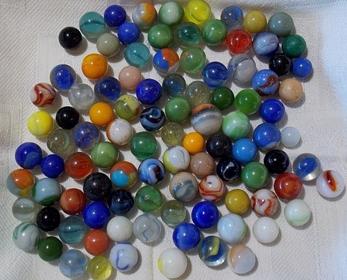 LOT Vintage 100+ GLASS PLAYING MARBLES 5/8" TOYS GAMES Colorful | eBay