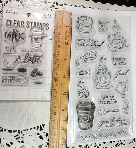 2 Clear Stamp set: Fiskars LATTE LOVE 17 Piece 01-005511 ...