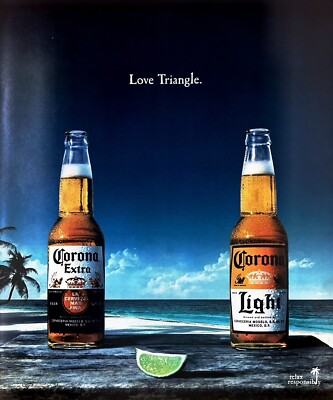 CORONA BEER Genuine Vintage Print Ad Love Triangle | eBay