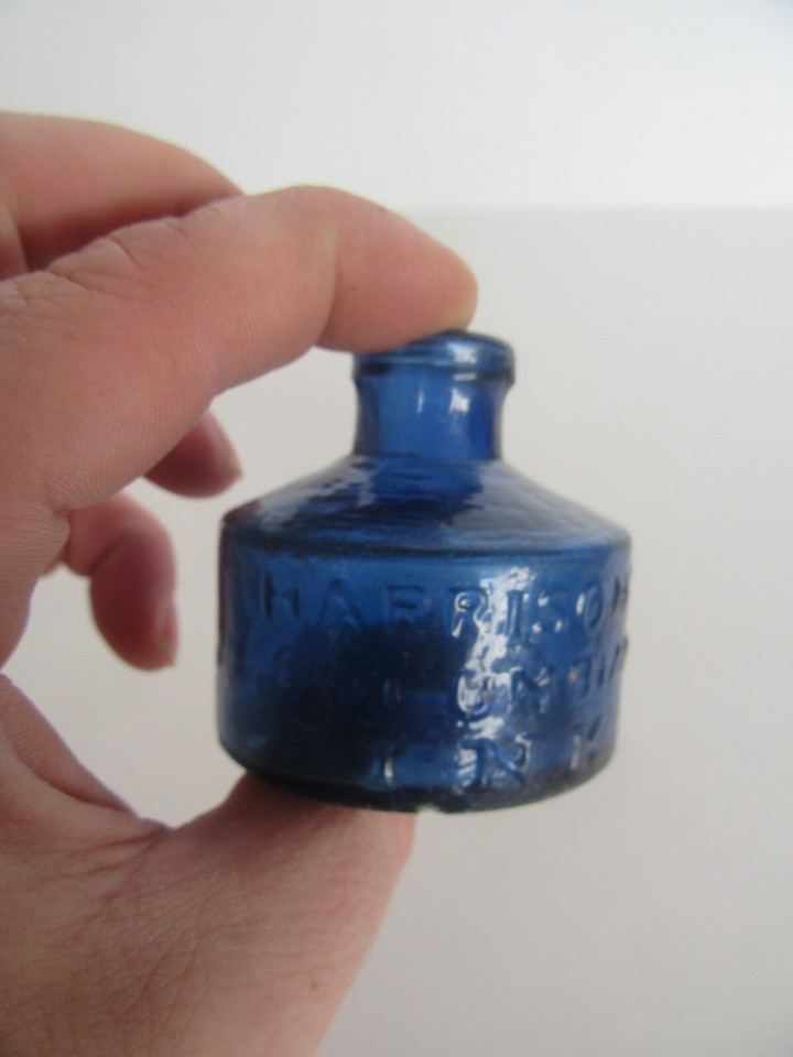 RARE Antique 1850's Harrison's Columbian Ink Cobalt Inkwell Bottle ...