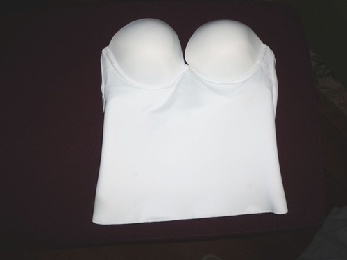 FELINA WHITE LONGLINE STRAPLESS UNDERWIRE #8704 TORSOLETTE BRA BRIDAL ...