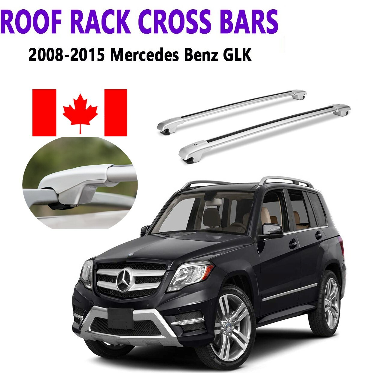 Mercedes Benz GLK 2008-2016 Raised Roof Rail Cross Bar Crossbar Silver ...