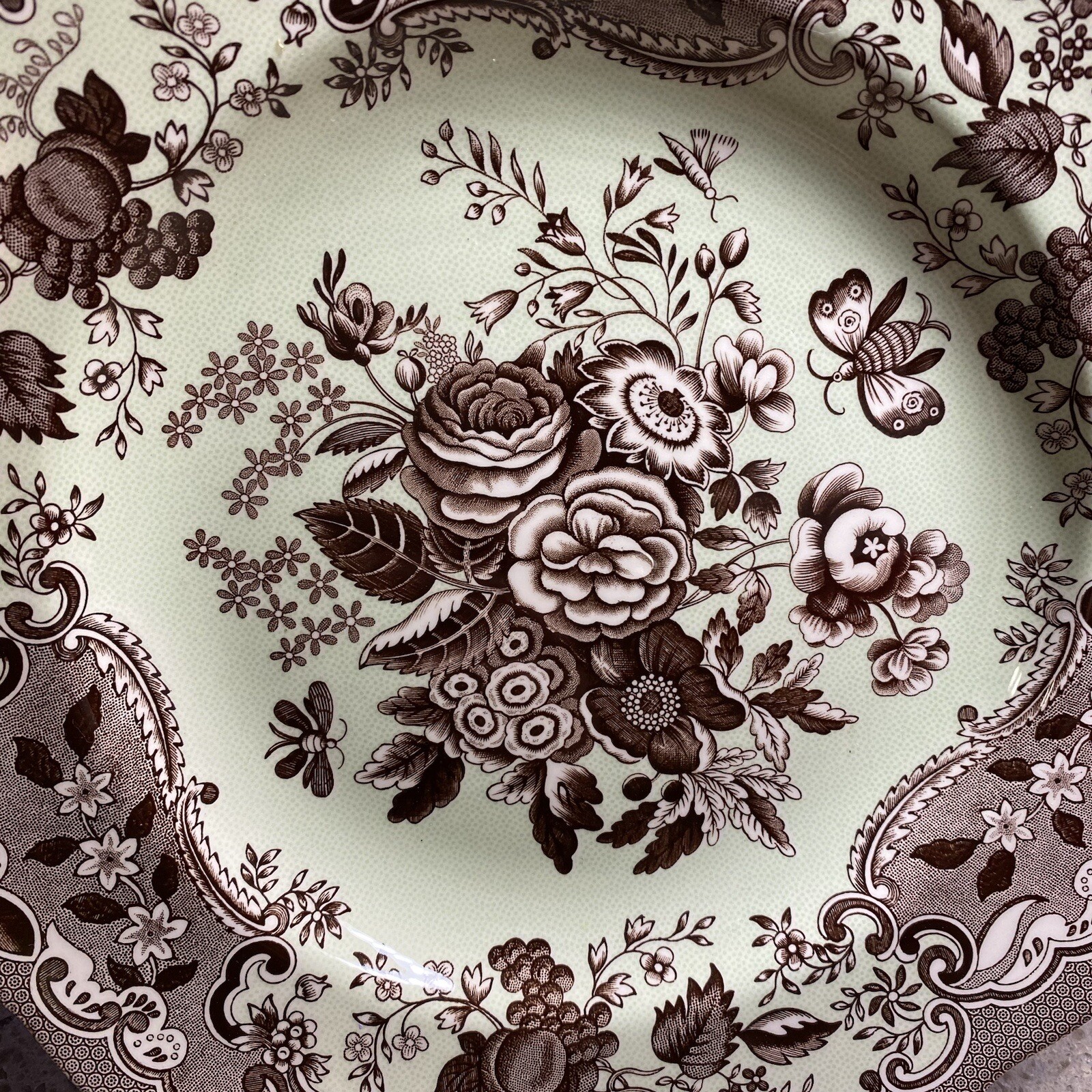 Spode BLUE ROOM GARDEN COLLECTION Plate 9-5/8" BLUE ROSE Mint Green w ...