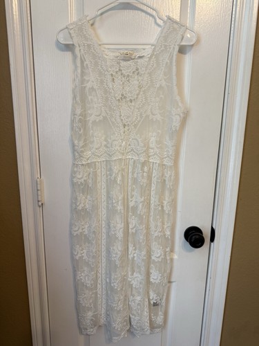 Pol Boho NWT True White Lace Sheer Floral Embroidery Dress Cover Up One ...