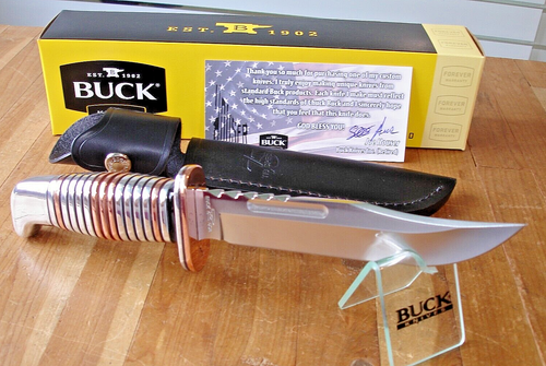 JOE HOUSER CUSTOM BUCK KNIFE 119 SPECIAL 75TH 420HC BLADE GRILL HANDLE ...