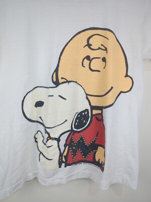 Vintage Peanuts Charlie Brown Snoopy T Shirt White Large Bedazzled ...