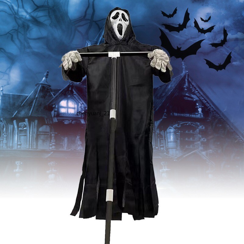New Halloween Decoration Hanging Ghost Robe Scarecrow Screaming Ghost ...