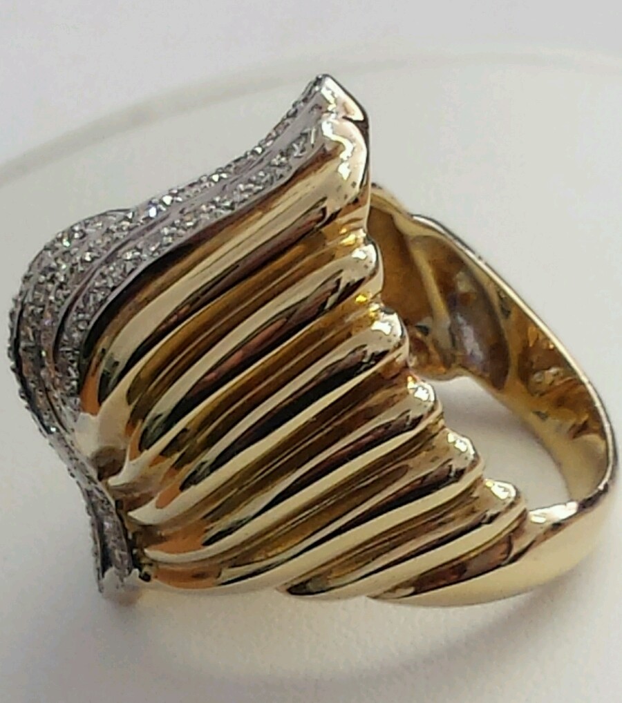 14 KARAT YELLOW GOLD DIAMOND RIGH HAND RING | eBay