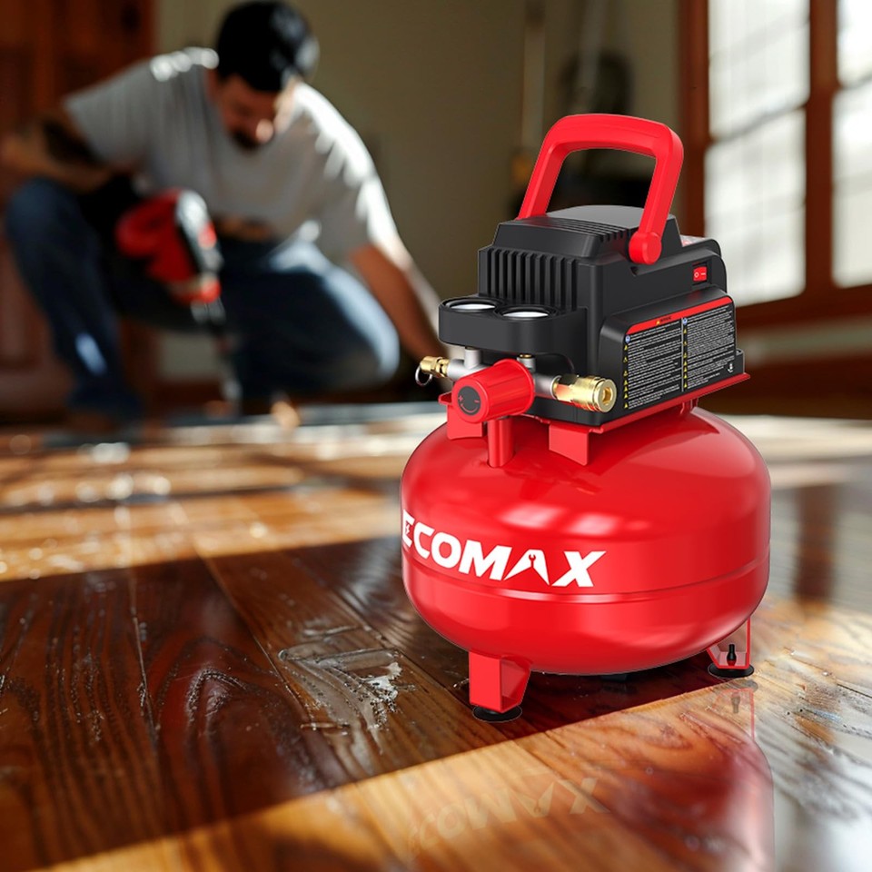 ECOMAX Air Compressor 3 Gallon 110 PSI Pancake Portable Oil-free Tank with 11... | eBay