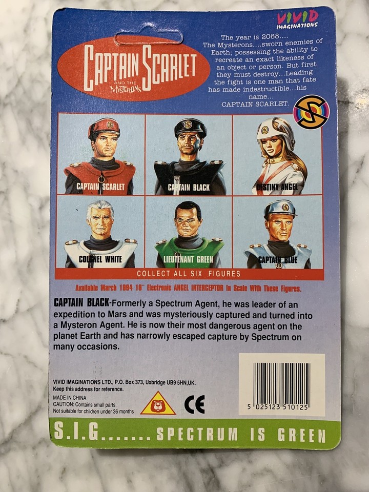 Captain Scarlet Captain Black 3.75″ Carded 1993 Action Figure Vivid ...
